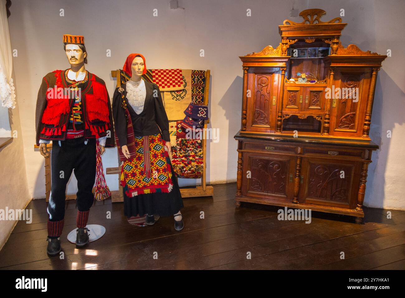 Souvenir shop display of weaving / textile textiles / woven fabric ...