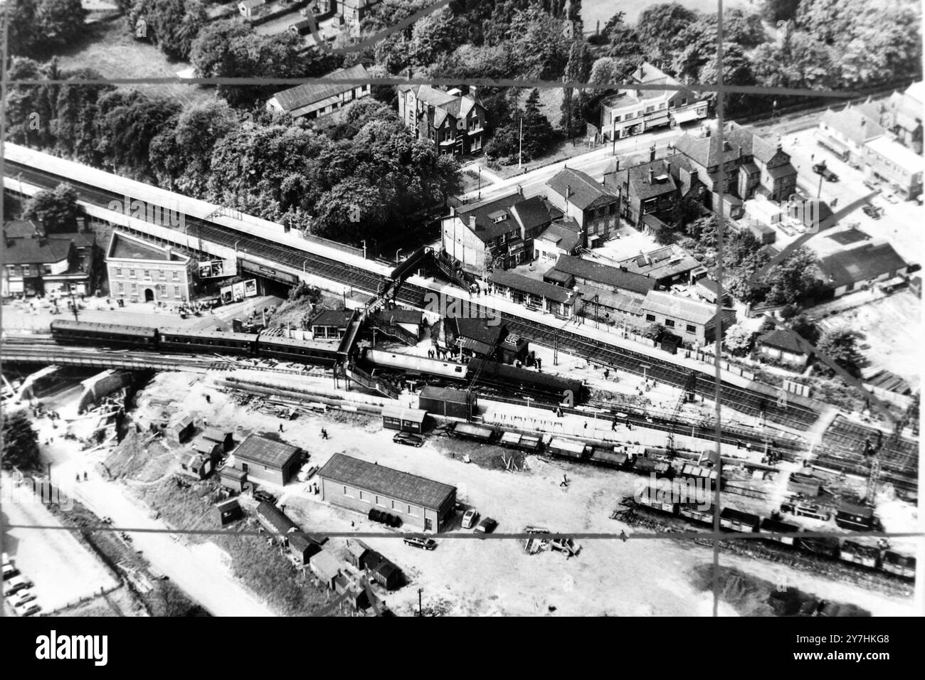 RAIL DISASTER EXCURSION TRAIN DISASTER AT CHEADLE HULME STATION AERIAL ...