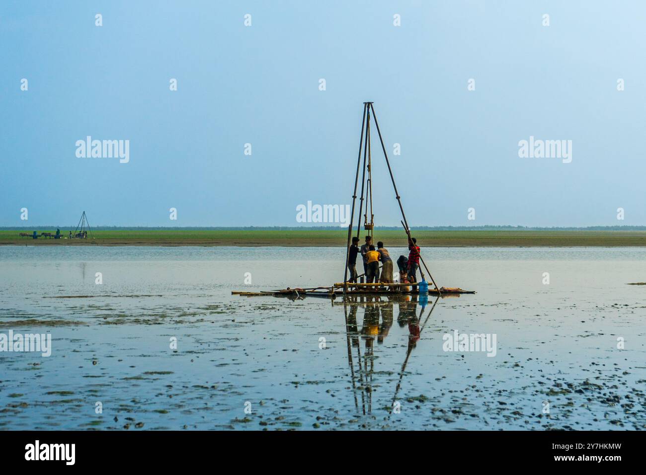 Rooppur, Bangladesh - 21.03.2023: Percussion drilling manual drilling ...