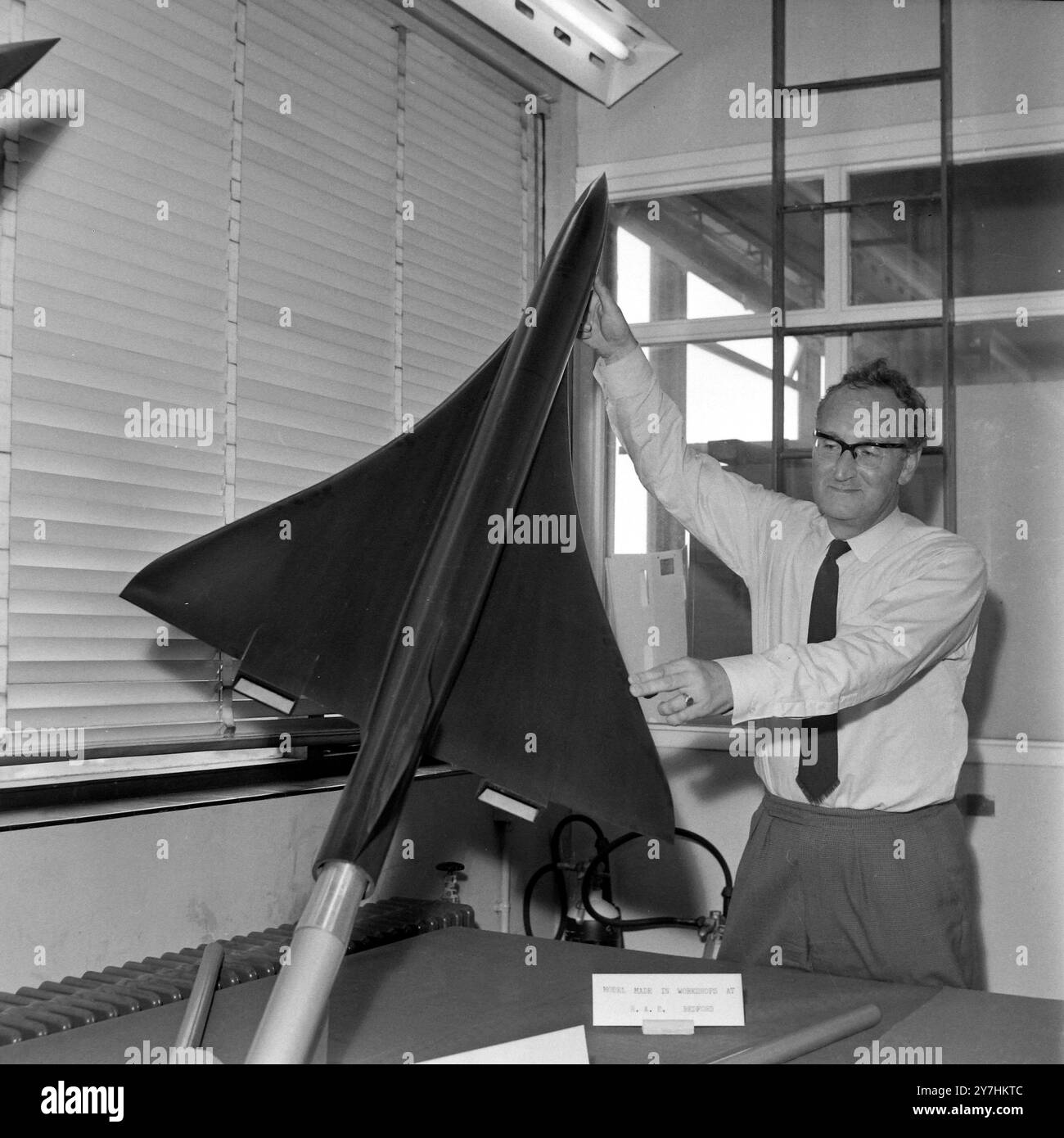 HANSON J WITH CONCORD MODEL OF AIRCRAFT SUPERSONIC PLANE IN BEDFORD ...