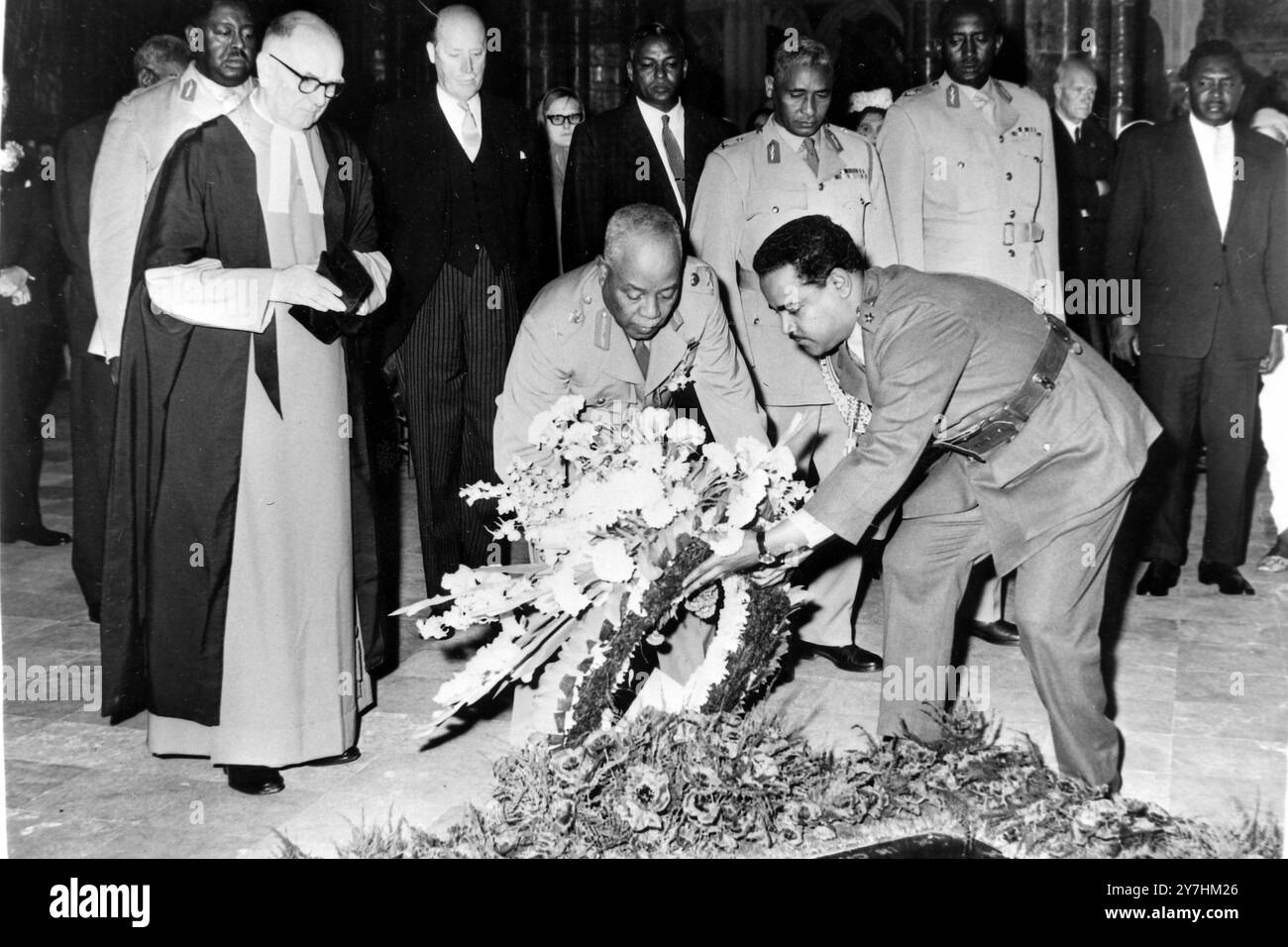 SUDANESE PRESIDENT IBRAHIM ABBOUD WITH MAX WARREN AT TOMB OF UNKNOWN ...