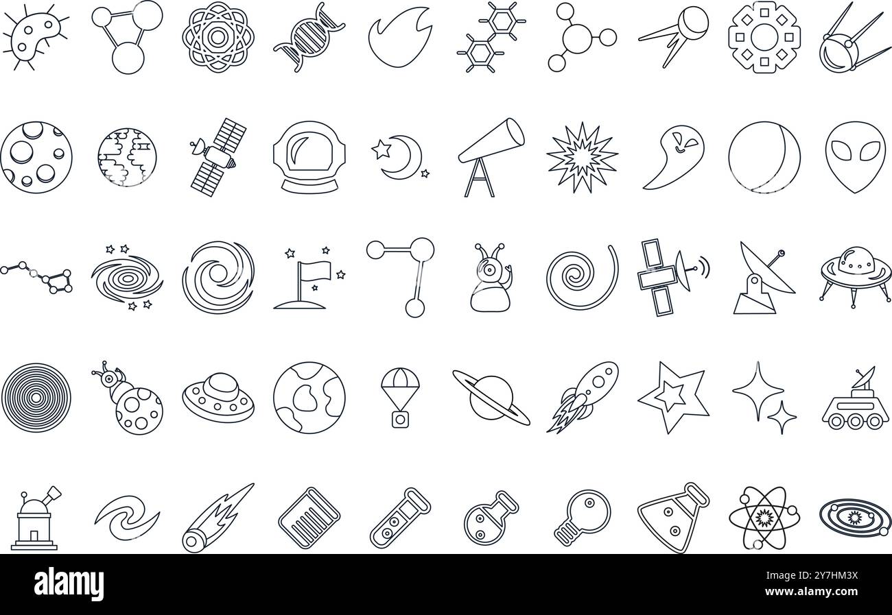 Vector graphic collection of planets, moons, stars, celestial bodies ...
