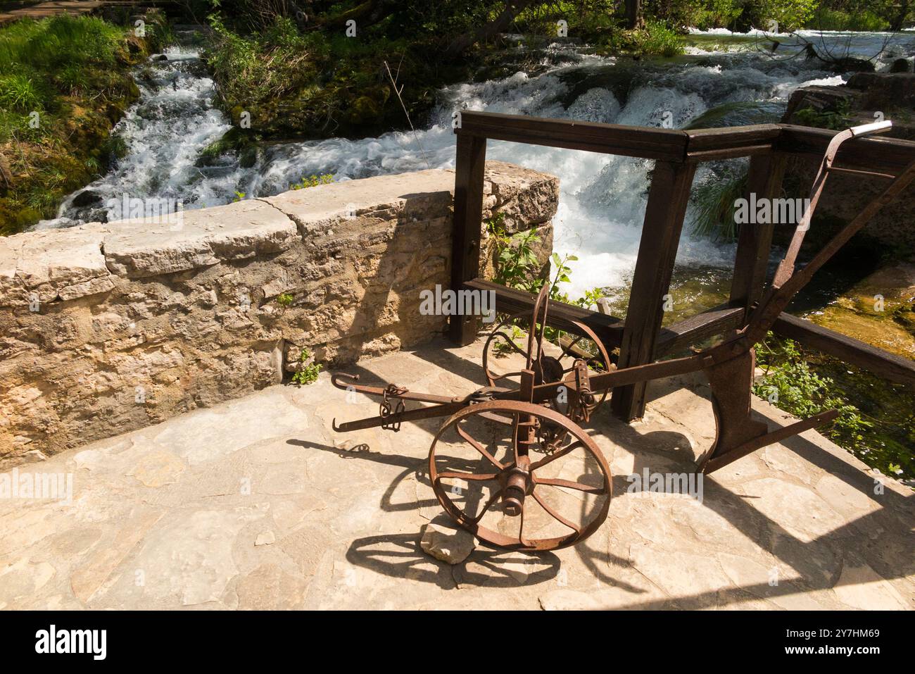 Nostalgic display of old vintage agricultural farm plough at the ...