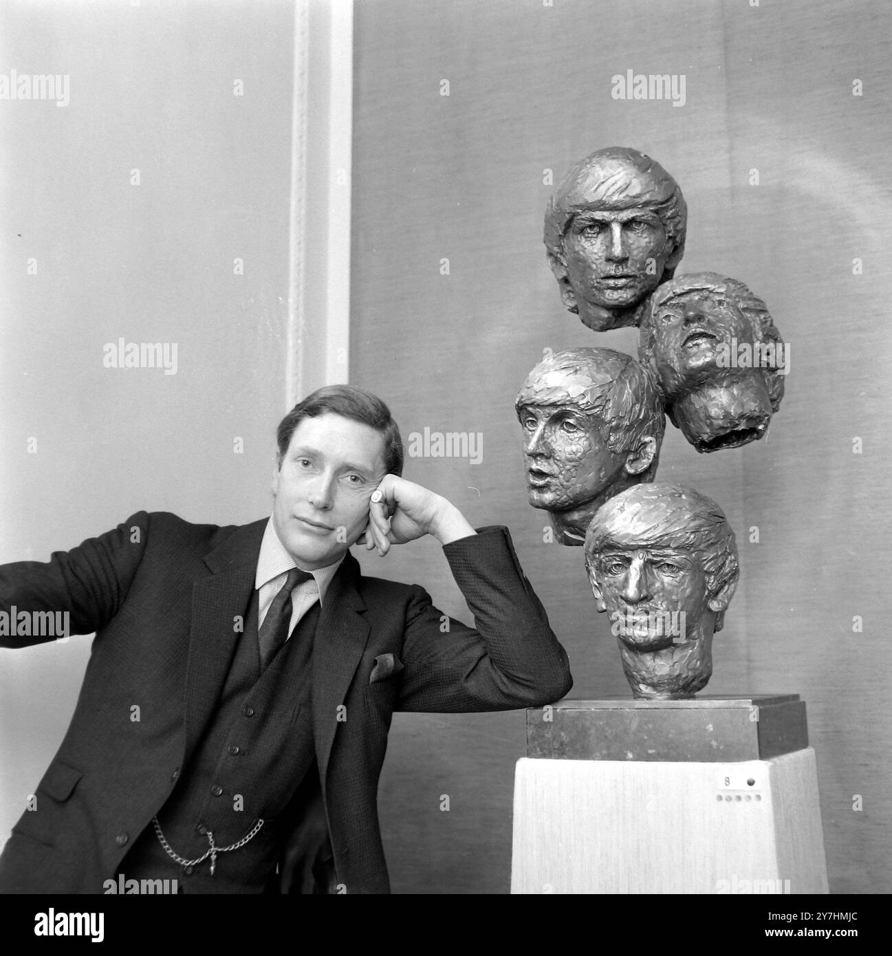 SCULPTOR DAVID WYNNE POSES AT TOOTH'S ART GALLERY WITH STATUES OF THE ...