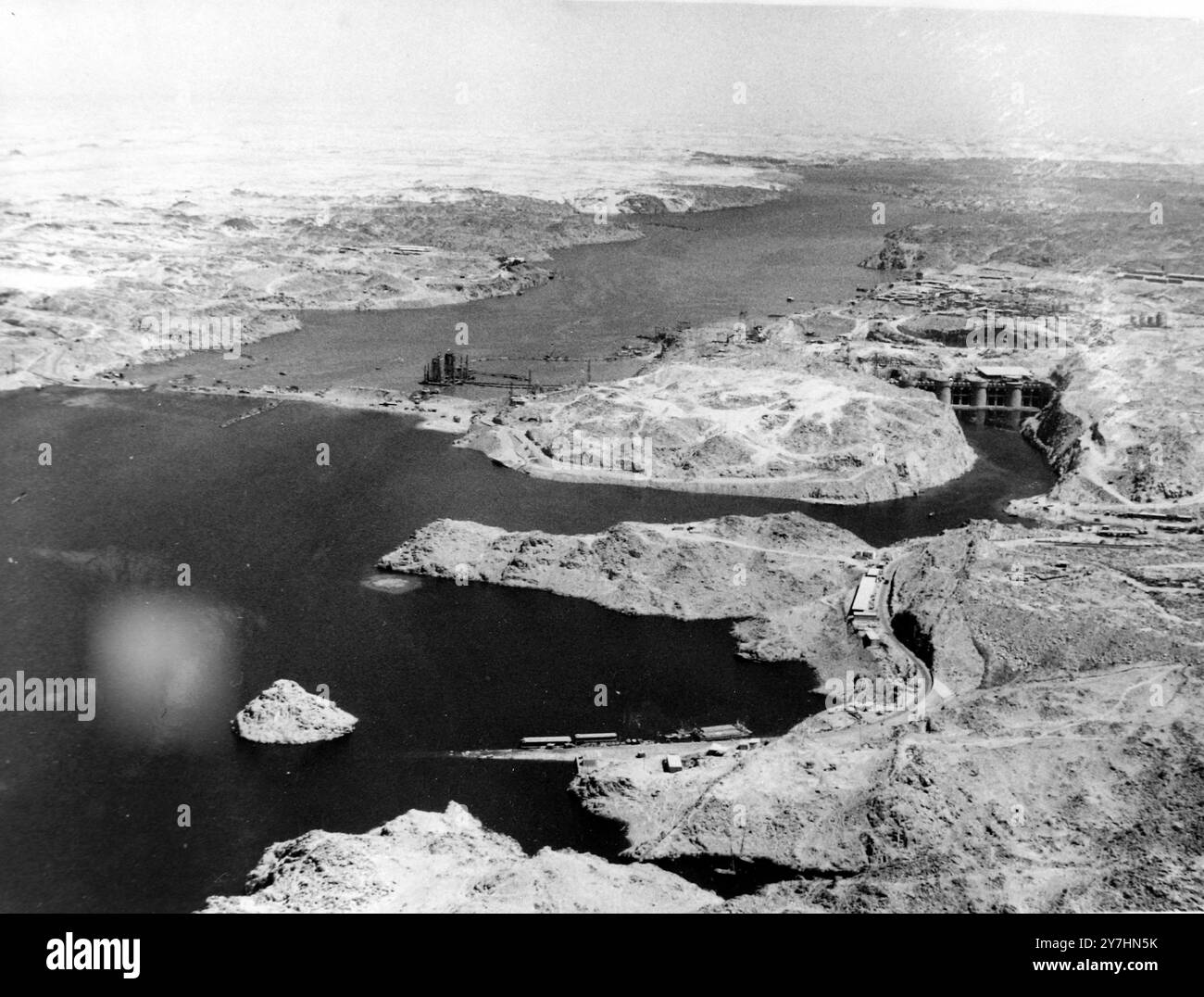 AERIAL VIEW OF ASWAN DAM ACROSS RIVER NILE IN UAR ; 16 MAY 1964 Stock ...