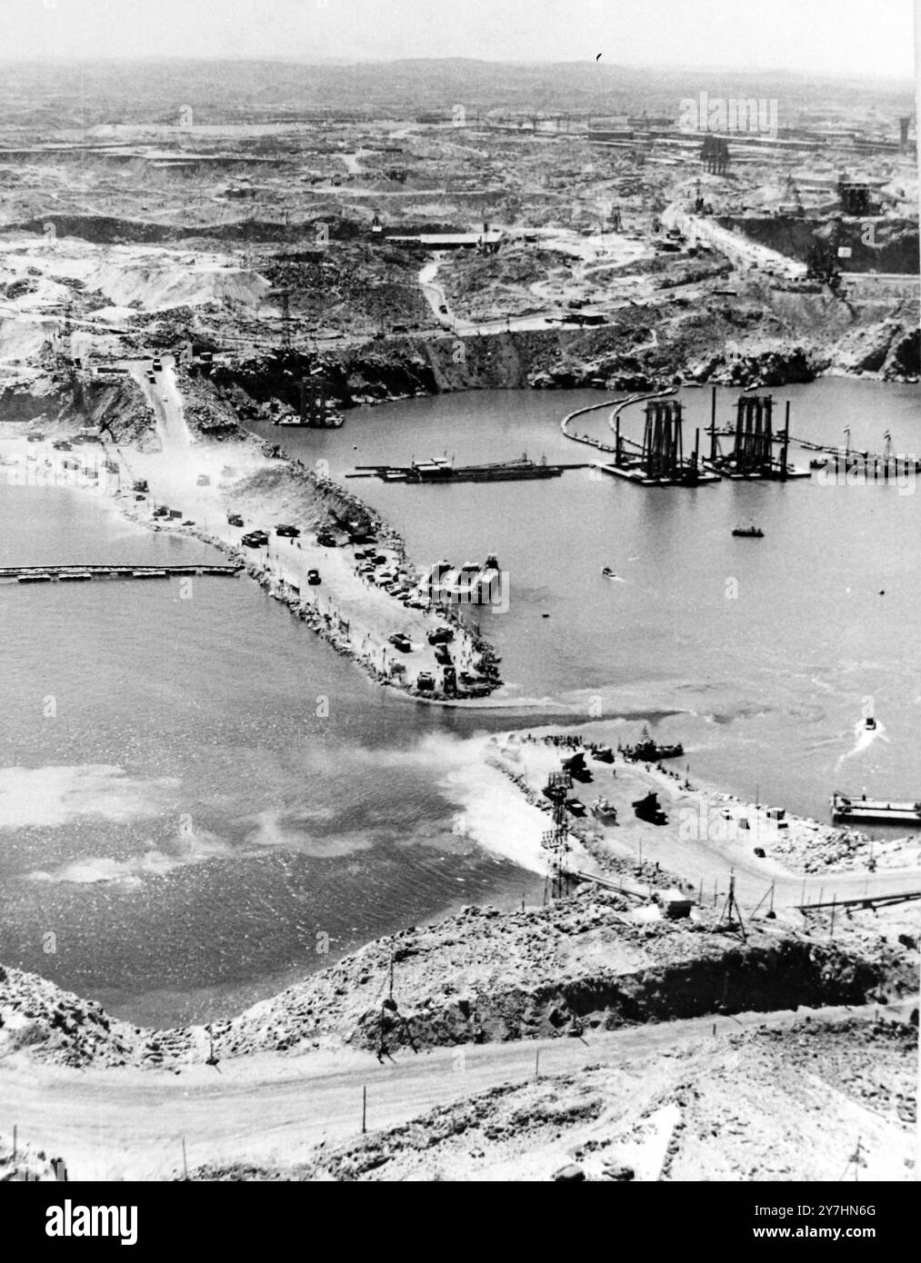 AERIAL VIEW OF ASWAN DAM ACROSS RIVER NILE IN UAR ; 16 MAY 1964 Stock ...