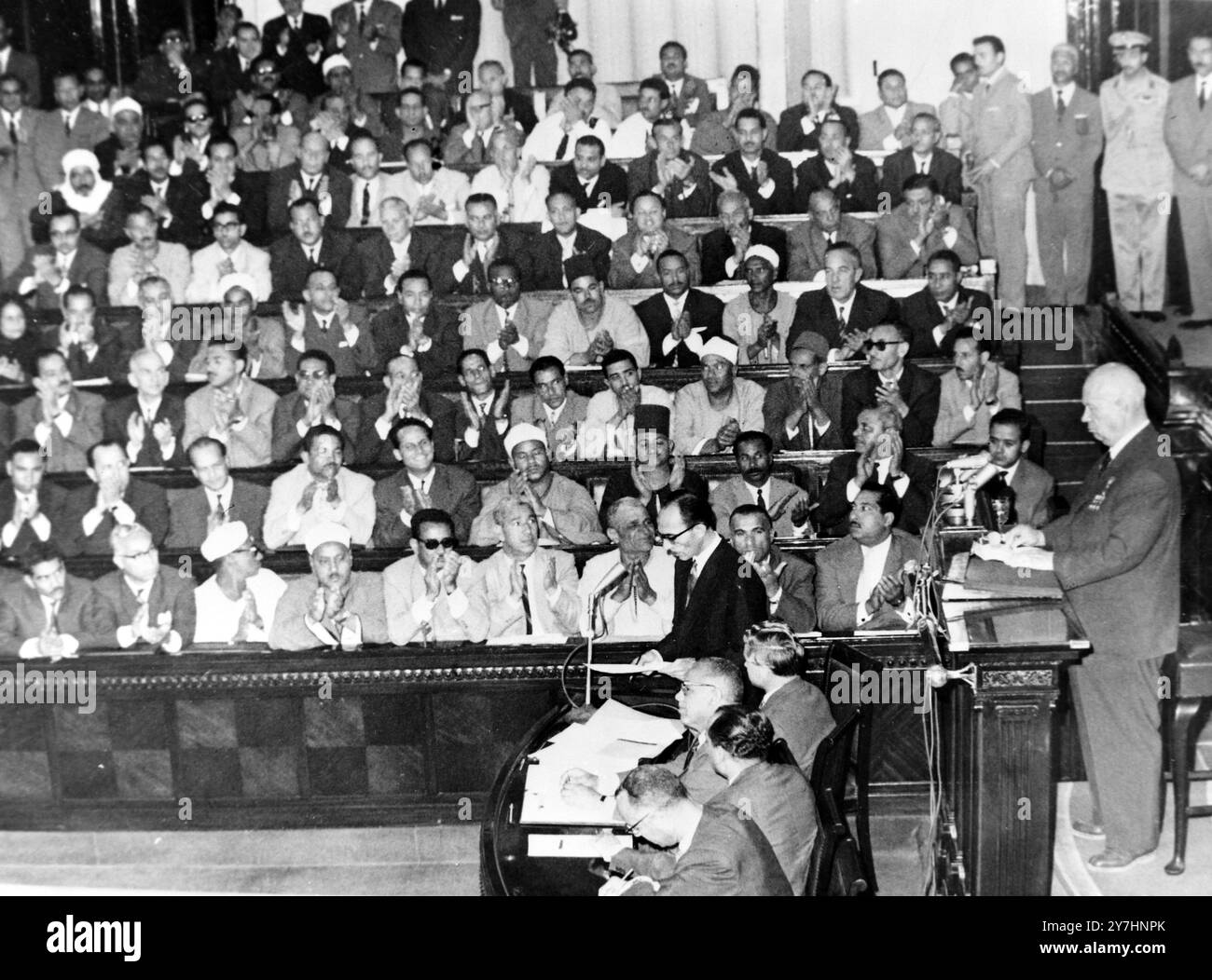 SOVIET PRIME MINISTER NIKITA KHRUSHCHEV ADDRESSING NATIONAL ASSEMBLY IN ...