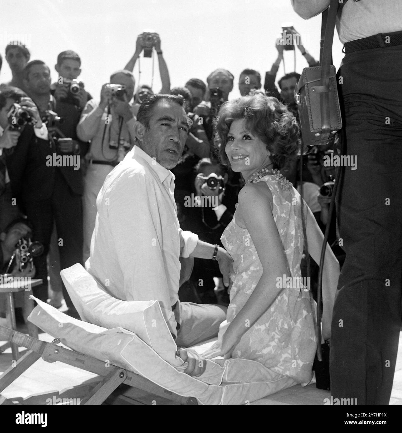 ANTHONY QUINN WITH IRINA DEMICK IN CANNES / ; 9 MAY 1964 Stock Photo ...