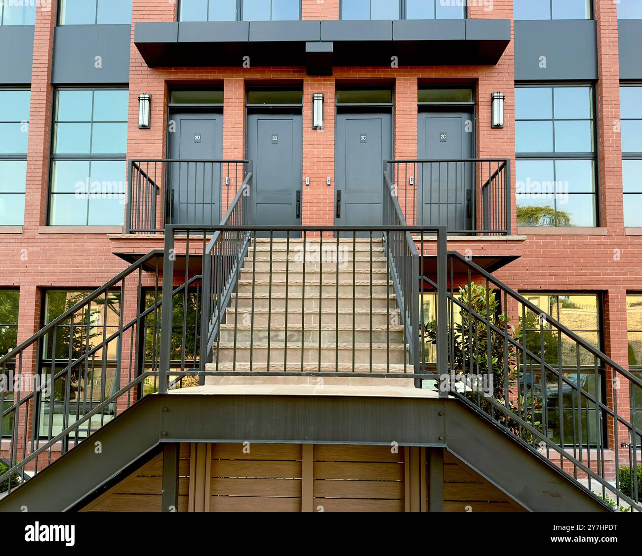 Condos new condo building symmetrical symmetry doors four 4 stairs hi ...