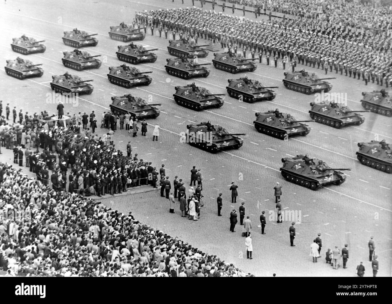MAY DAY IN MOSCOW MILITARY PARADE WITH ROCKETS AND TANKS / ; 4 MAY 1964 ...