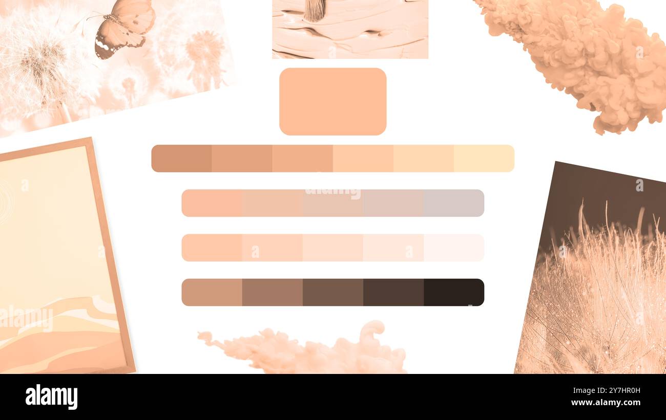 Peach fuzz color themed collage on white background Stock Photo - Alamy
