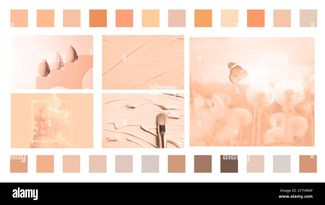 Peach fuzz color themed collage on white background Stock Photo - Alamy