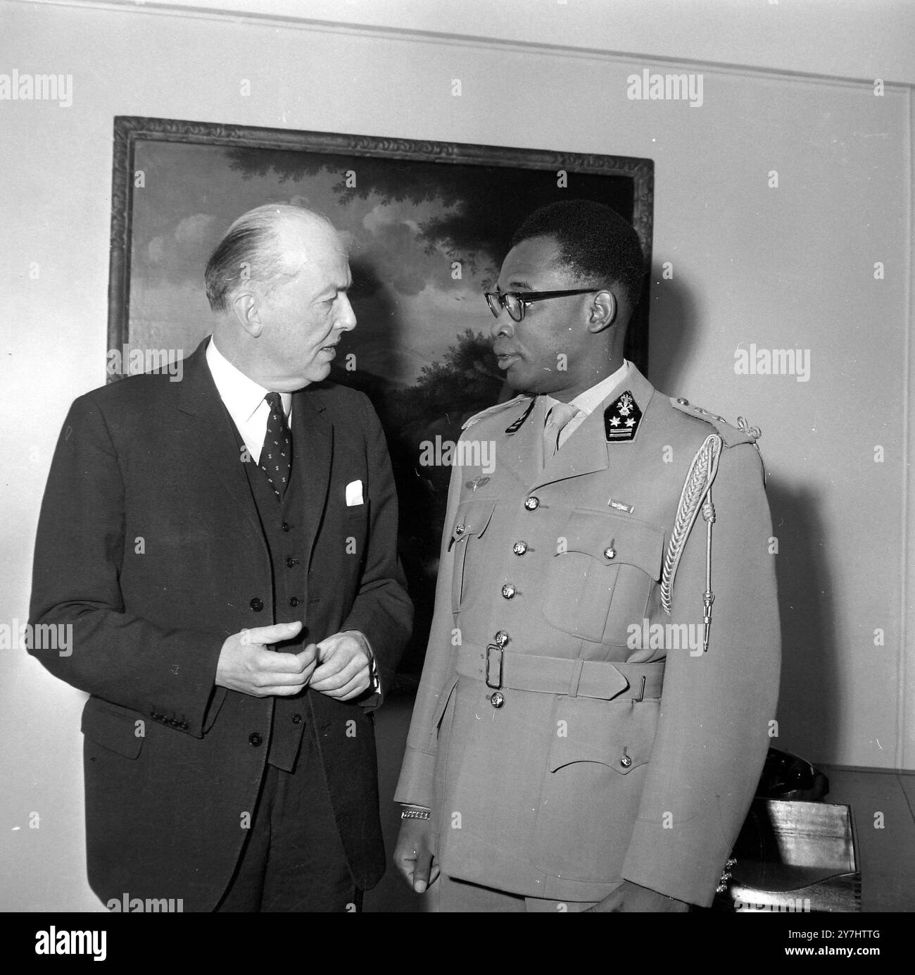 GENERAL JOSEPH MOBUTU WITH PETER THORNEYCROFT IN LONDON / ; 20 APRIL ...