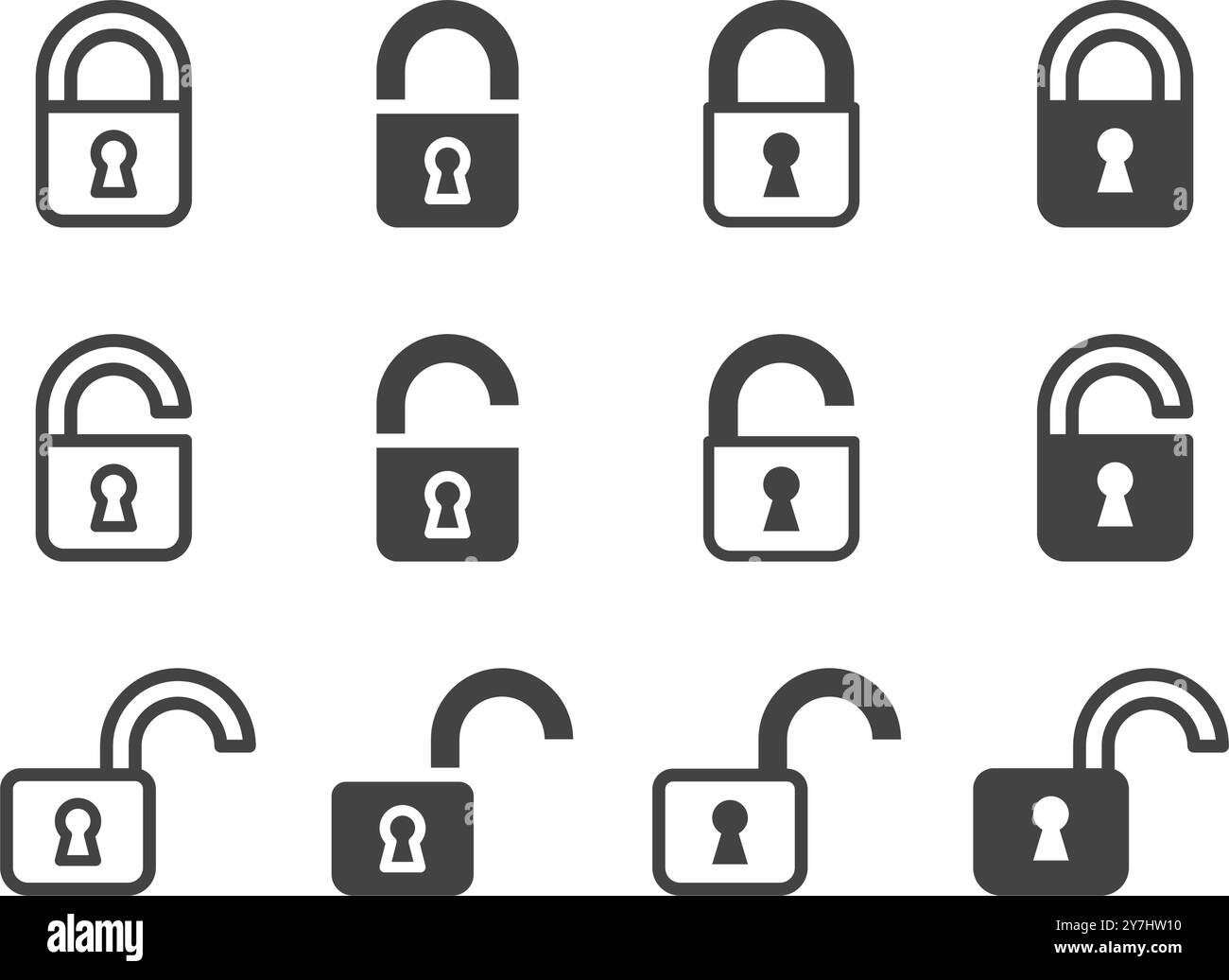 Icon set shield padlock Cut Out Stock Images & Pictures - Alamy