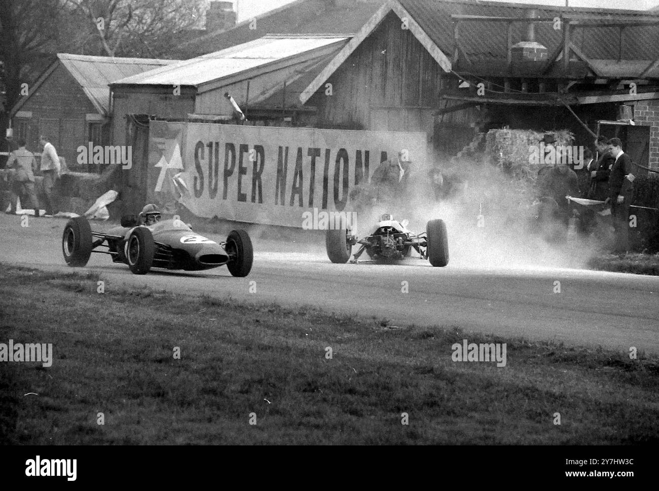 MOTOR CRASH JIM CLARK CRASHES LOTUS DURING DUEL WITH RACING SRIVER JACK ...