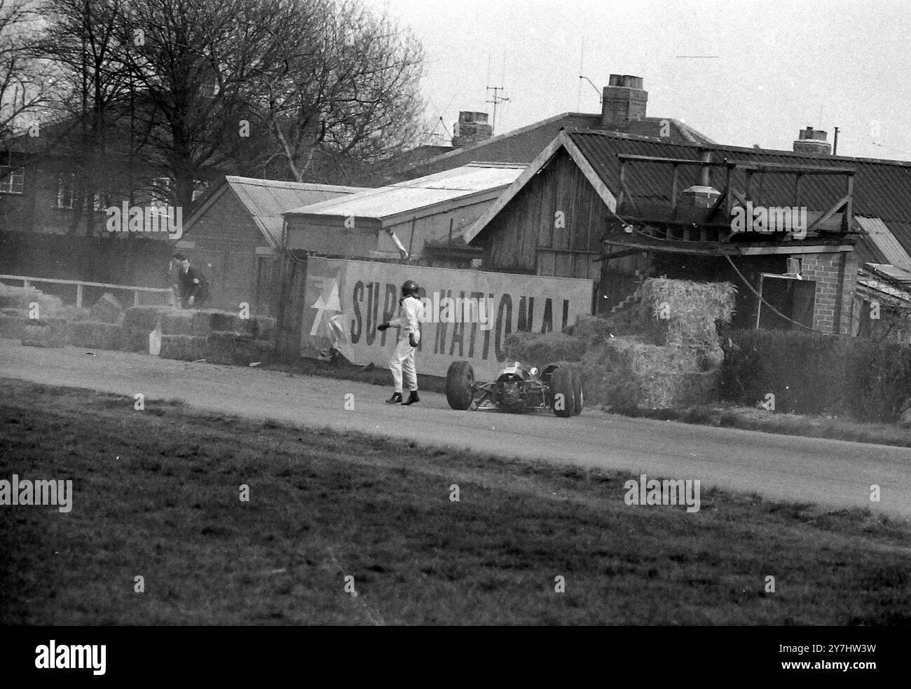 MOTOR CRASH JIM CLARK CRASHES LOTUS DURING DUEL WITH RACING SRIVER JACK ...