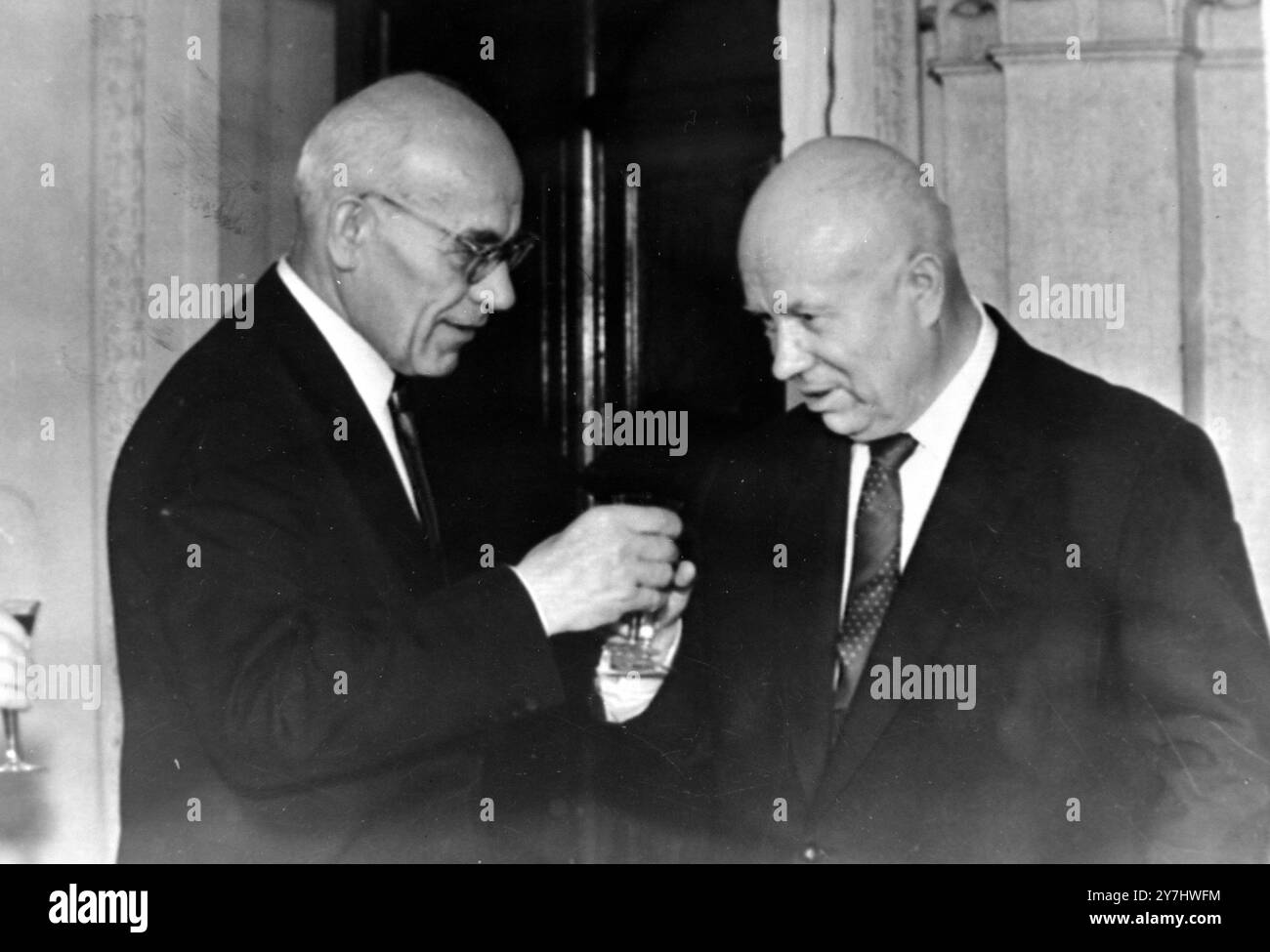 SOVIET PRIME MINISTER NIKITA KHRUSHCHEV WITH WLADYSLAW GOMULKA POLISH ...