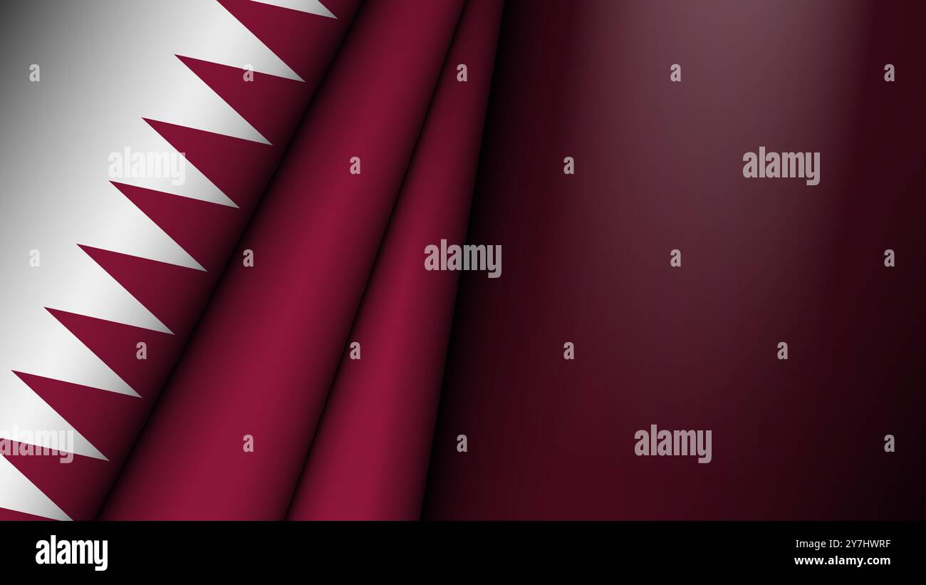 Folded flag of Qatar graphic and label. Element of impact for the use ...