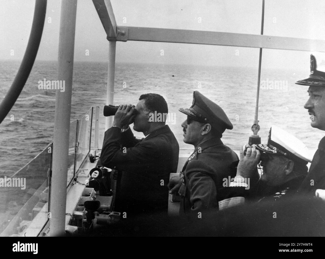 ABDUL GAMAL NASSER WITH FIELD MARSHAL ABDEL AMER HAKIM AND EZZAT ...