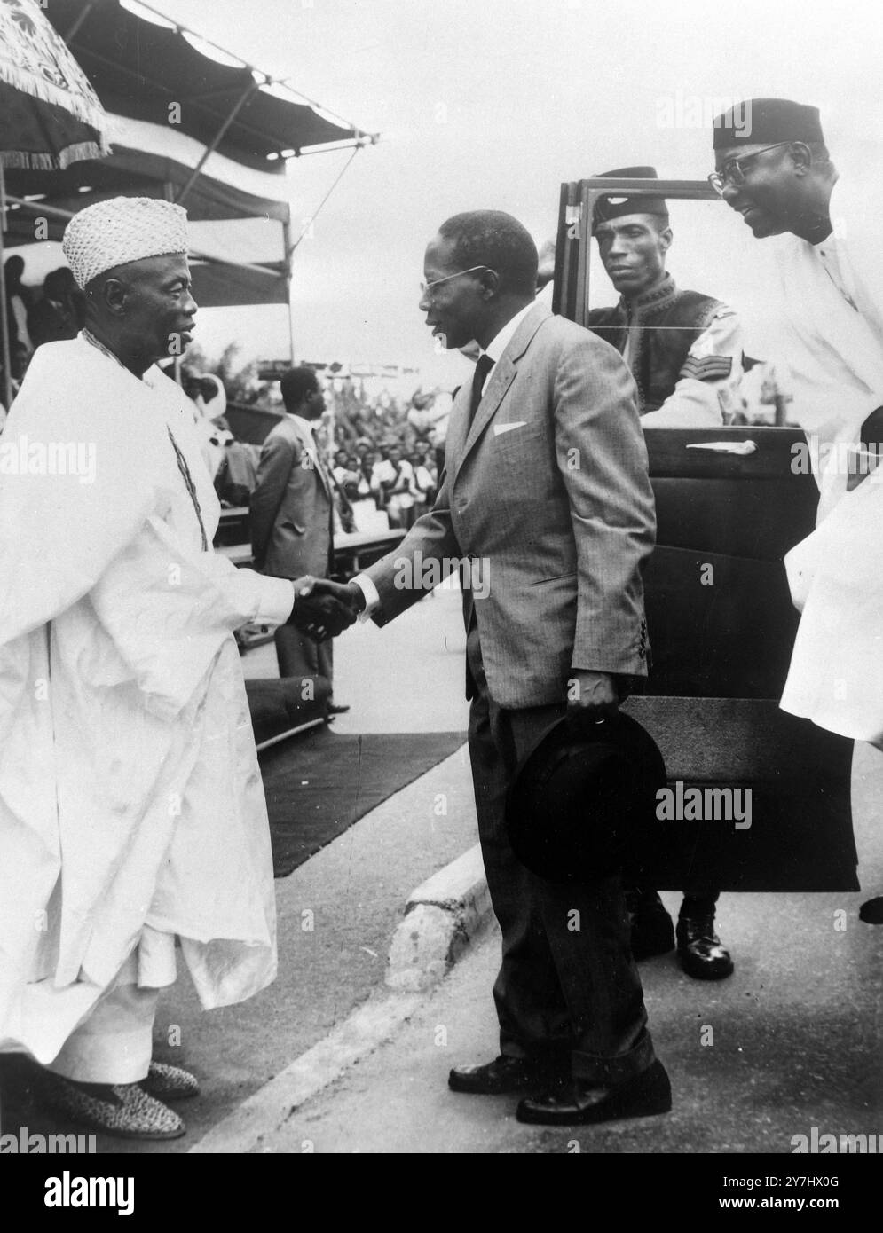PRESIDENT ADELE OBA A II WITH PRESIDENT LEOPOLD SENGHOR IN LAGOS ...