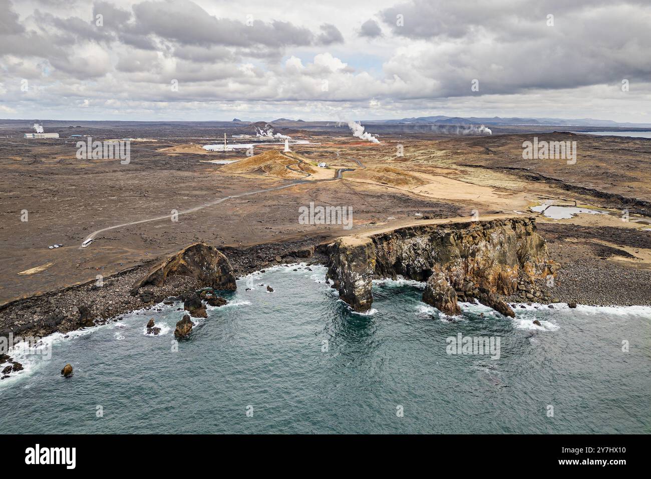 Reykjanesta Cliffs, Iceland. Ocean coast in spring. Icelandic landscape ...
