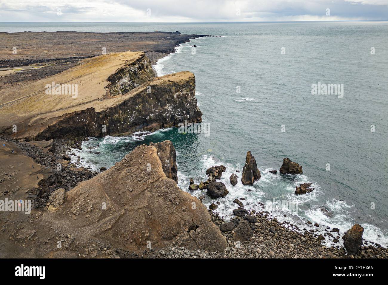 Reykjanesta Cliffs, Iceland. Ocean coast in spring. Icelandic landscape ...