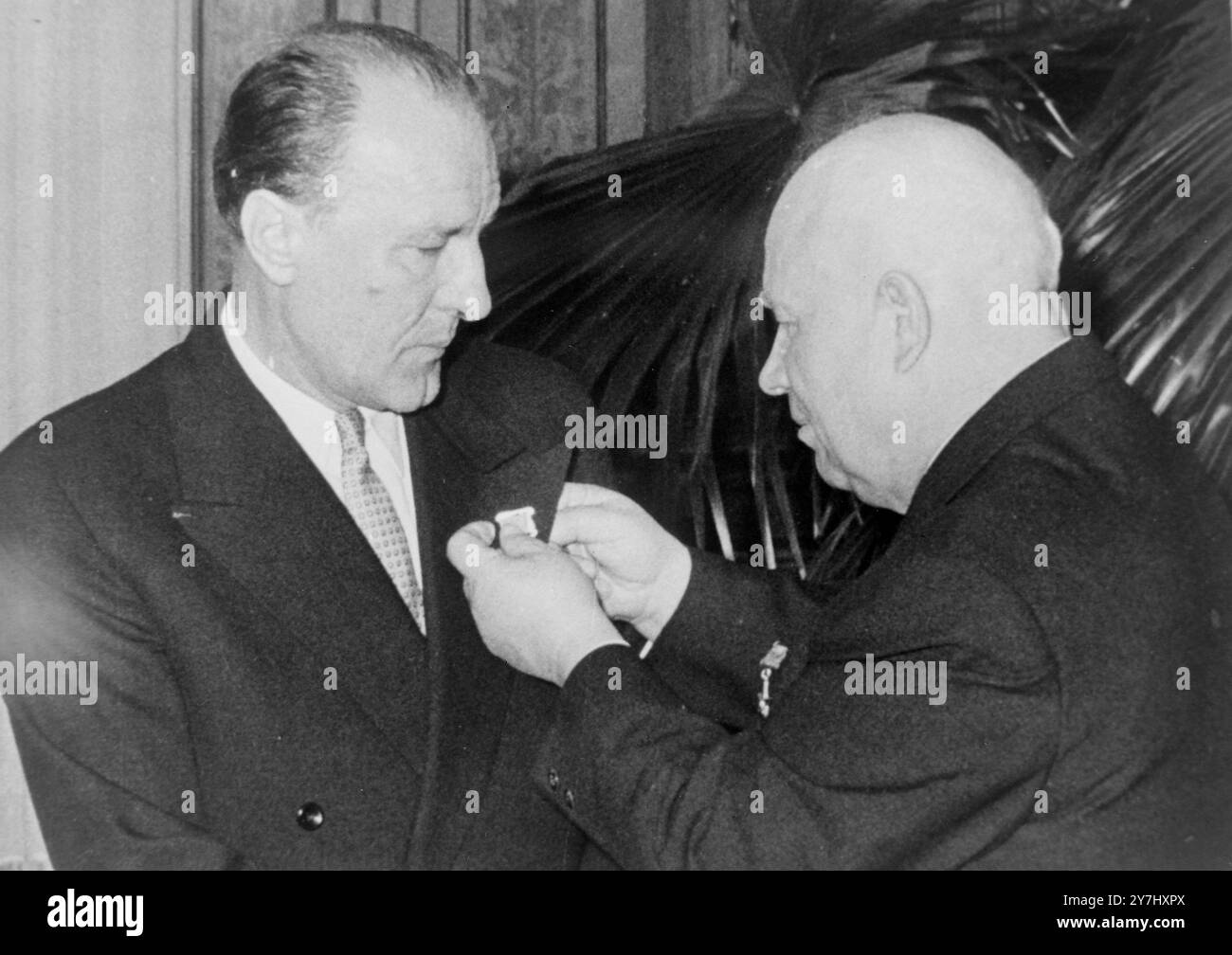 SOVIET PRIME MINISTER NIKITA KHRUSHCHEV WITH JANOS KADAR HUNGARIAN ...