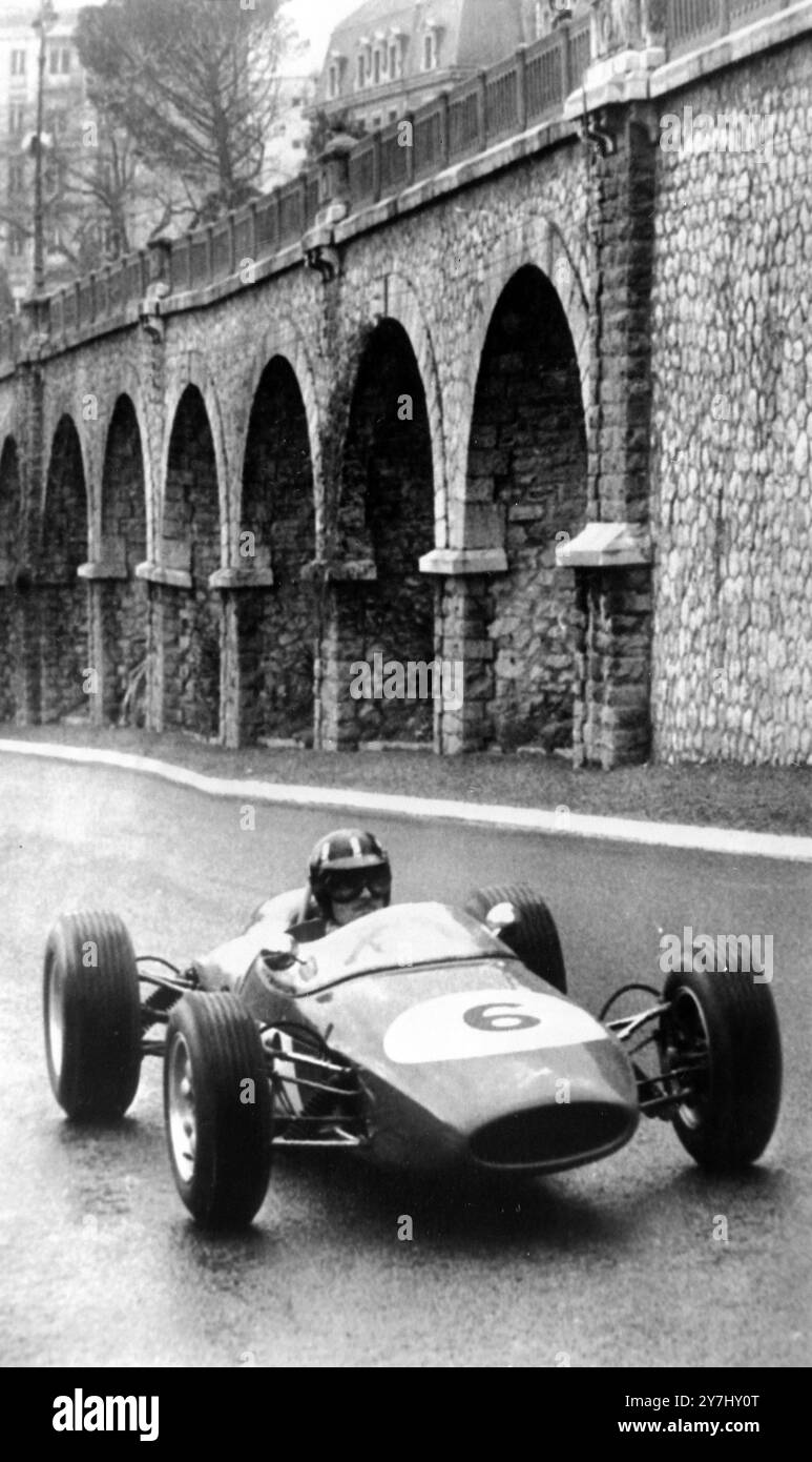 RACING DRIVER GRAHAM HILL IN ALPINE CAR DURING TRIALS IN PAU, FRANCE ...