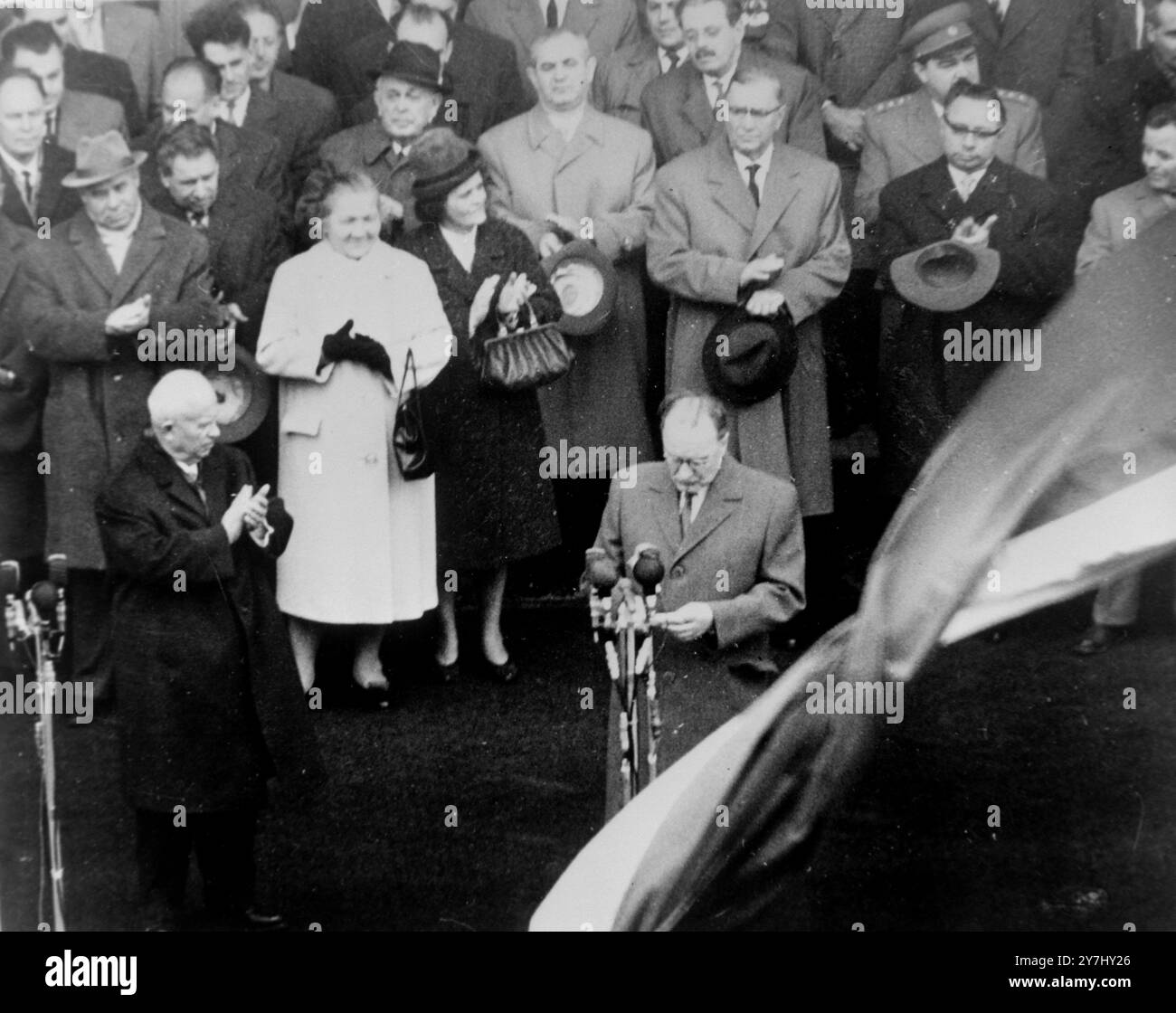 SOVIET PRIME MINISTER NIKITA KHRUSHCHEV WITH JANOS KADAR HUNGARIAN ...