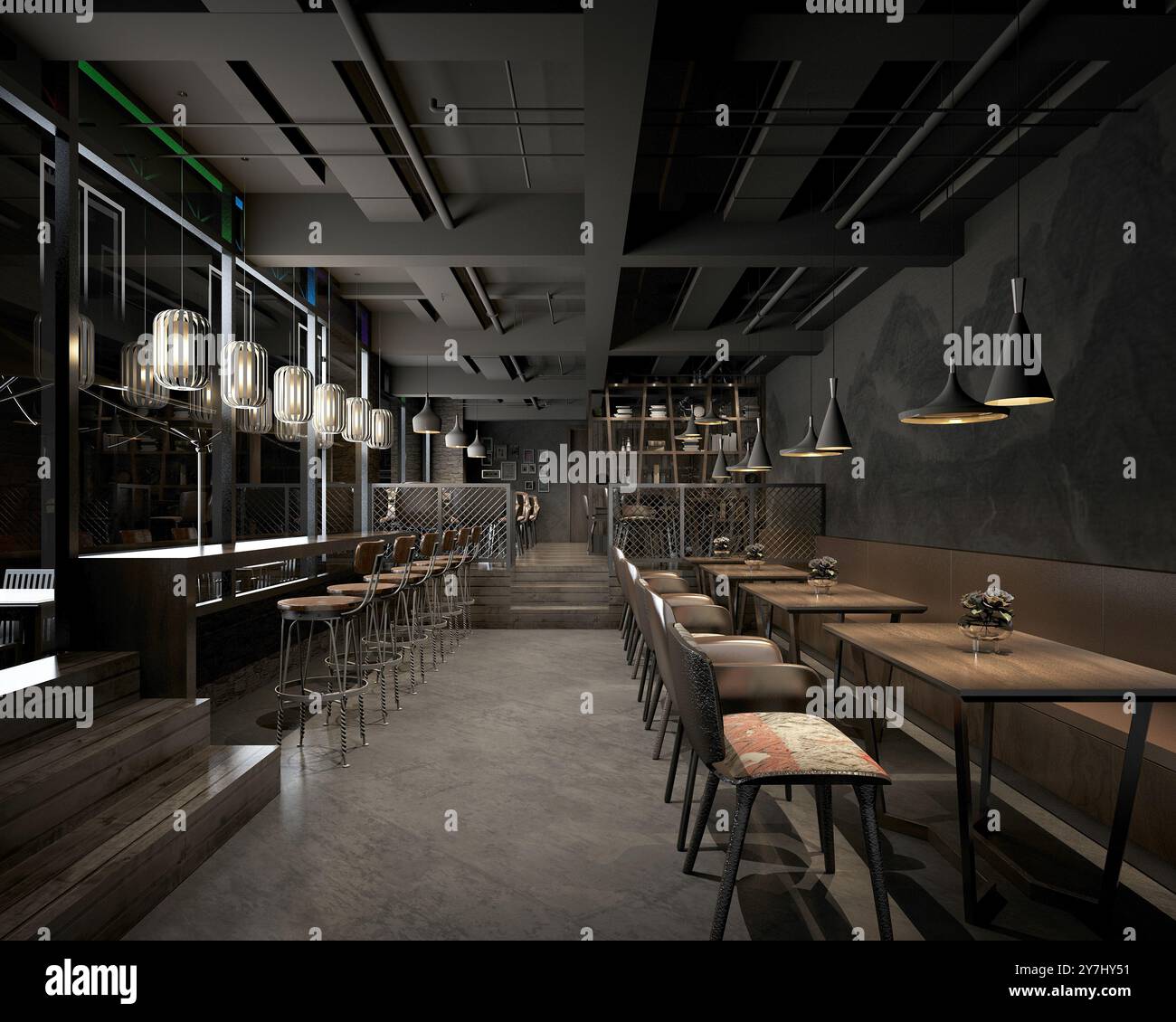 3d render of restaurant interior Stock Photo - Alamy