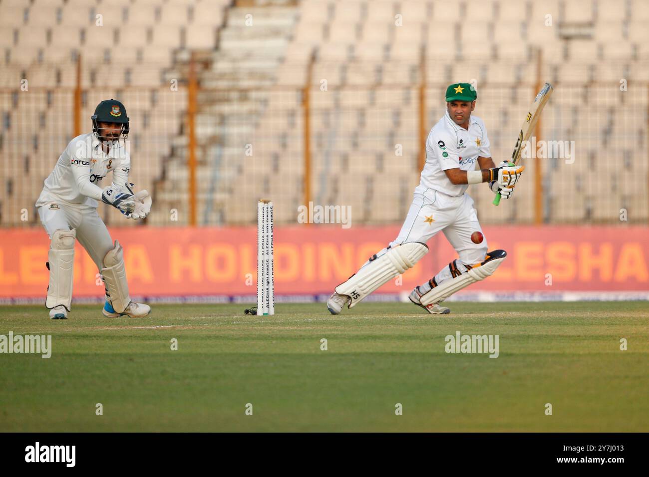 Pakistani batter Abid Ali bats during Bangladesh and Pakistan first ...