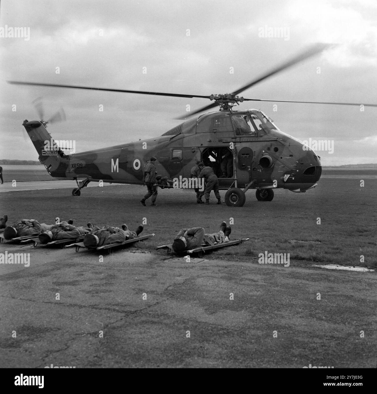AVIATION STRETCHERS LOADED HELICOPTER DEMONSTRATION RAF IN ODIHAM ...
