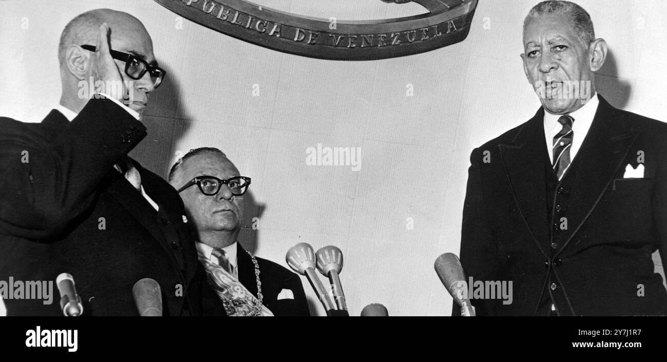 VENEZUELIAN PRESIDENT RAUL LEONI SWORN IN WITH PRIETO AND BETANCOURT IN ...