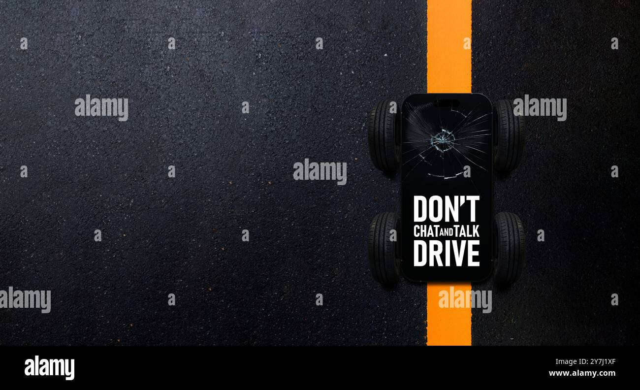 Don’t Chat and Drive - Road Safety Awareness Stock Photo - Alamy