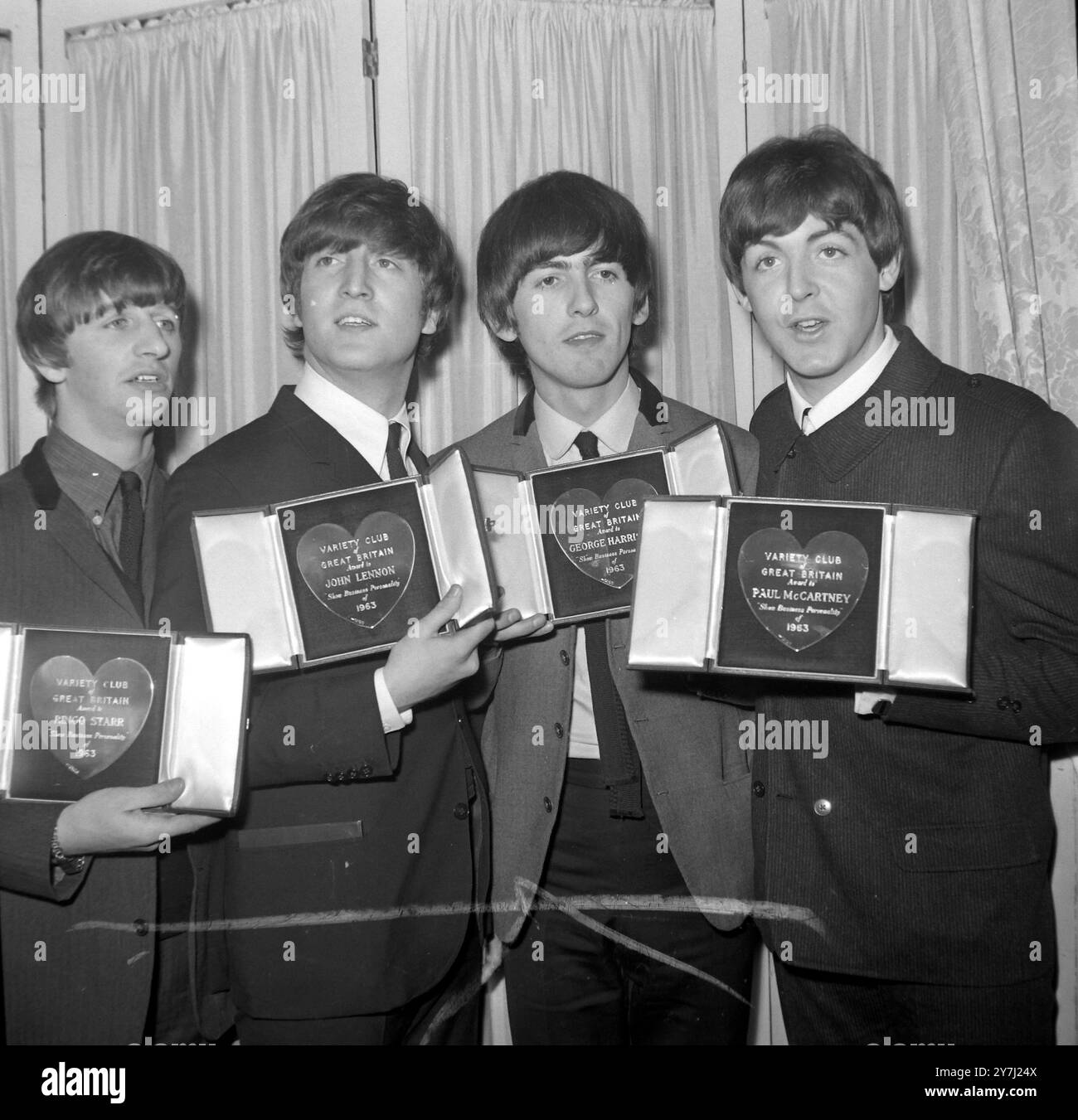 MUSIC POP GROUPS THE BEATLES WITH SHOW BUSINESS AWARDS IN LONDON ; 19 ...