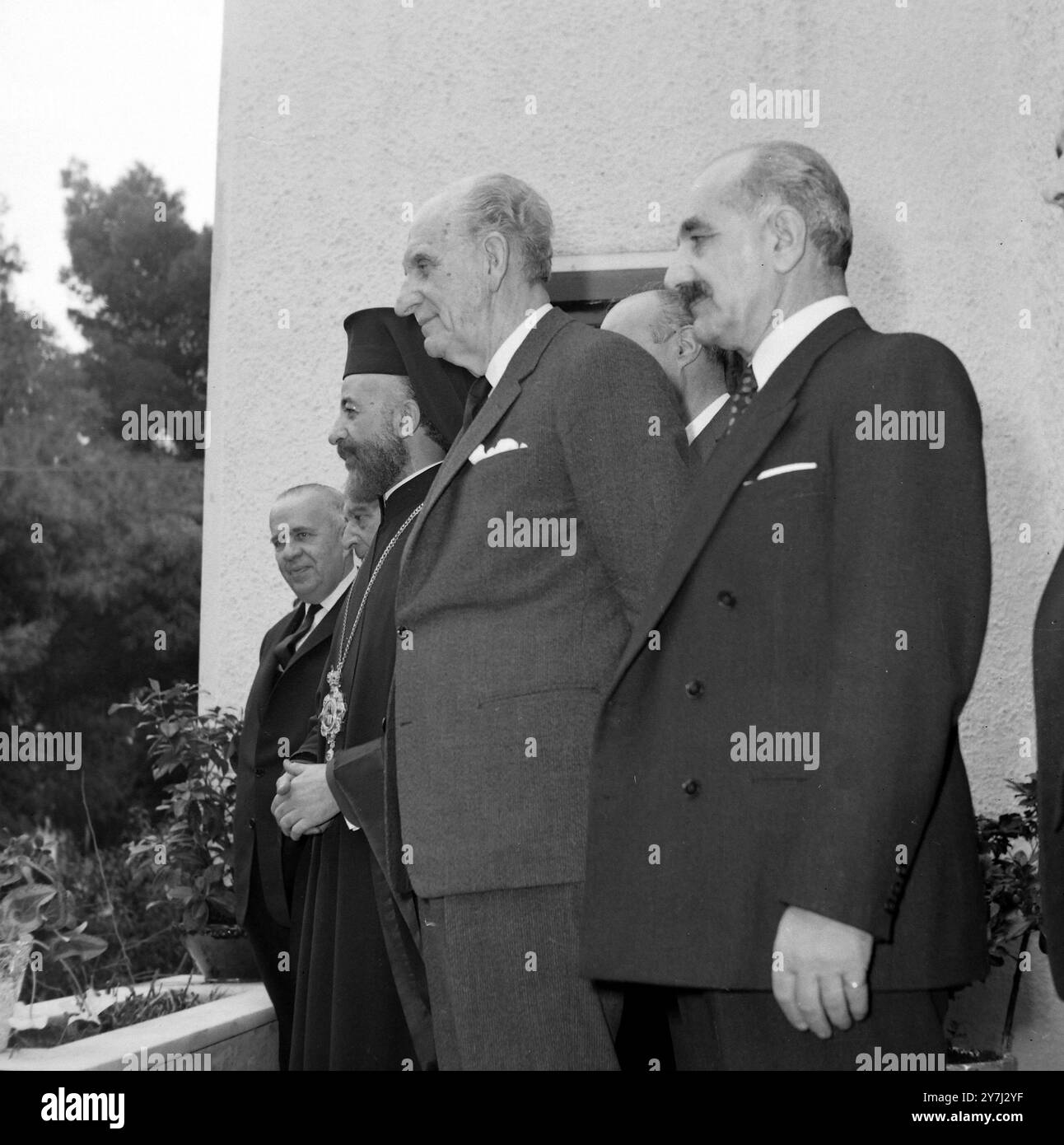 GEORGE GRIVAS, ARCHBISHOP MAKARIOS AND GEORGE PAPANDREOU IN ATHENS ...