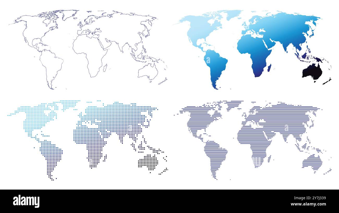 World map - outline, gradient, dotted and lines geometrical shape Stock Vector Image & Art - Alamy