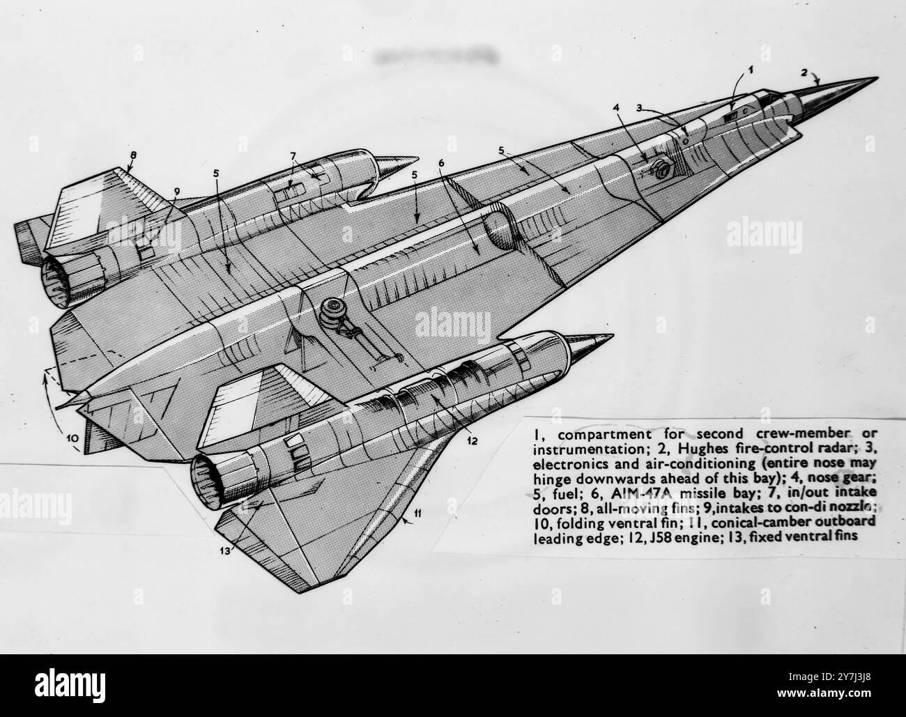 MAGAZINE DIAGRAM OF THE NEW AMERICAN A11 AIRCRAFT ; 12 MARCH 1964 Stock ...