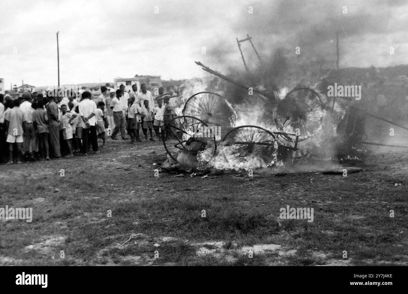PRESIDENT KARUME ABEID SETS FIRE TO RICKSHAWS IN ZANZIBAR / ; 9 MARCH ...