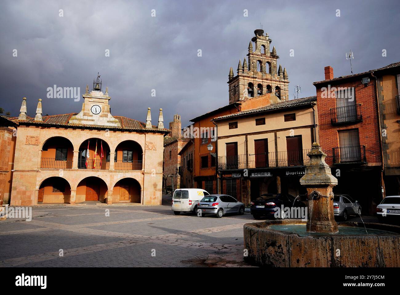 Main square of Ayllon, Segovia, Spain Stock Photo - Alamy