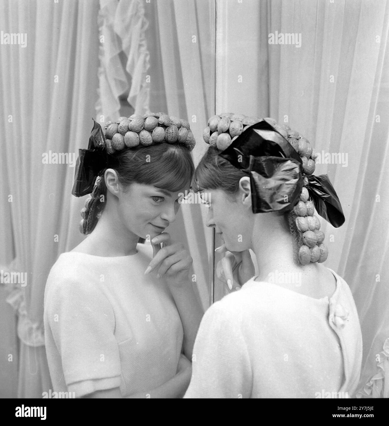 FASHION COLLECTION HATS BY VERNIER MODEL RENEE BROWN / ; 4 MARCH 1964 ...