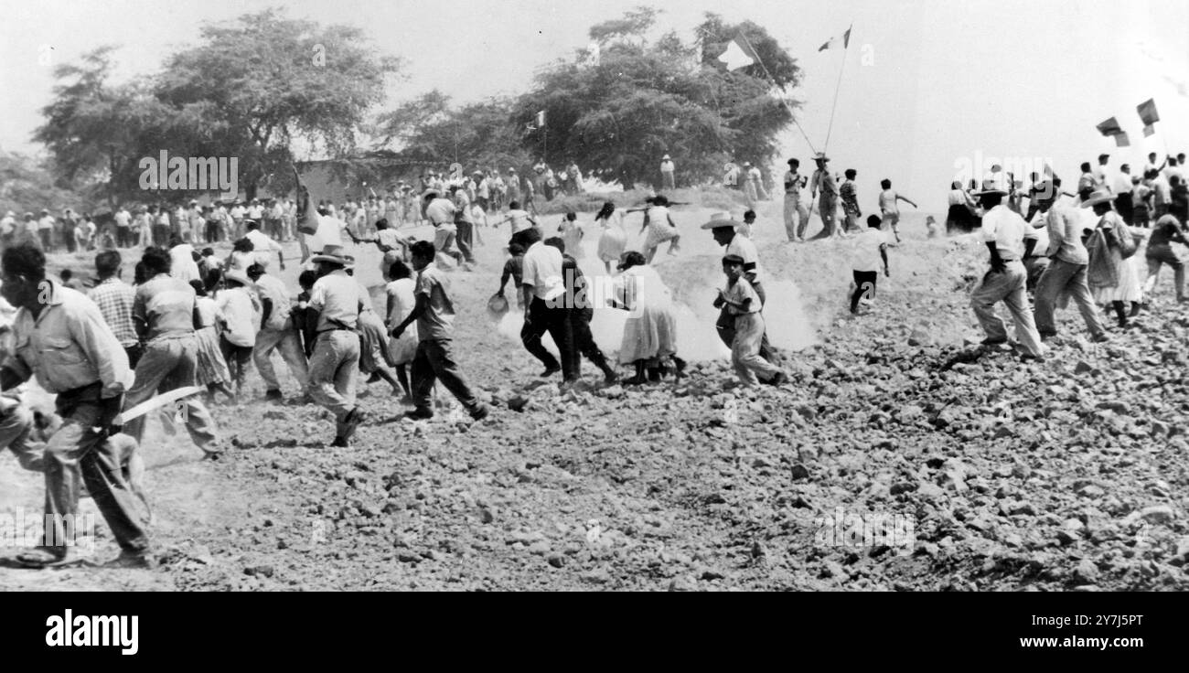 COTTON WORKERS PROTEST TEAR GAS BOMB, RIOTS POLICE PREPARE TO CHARGE ...