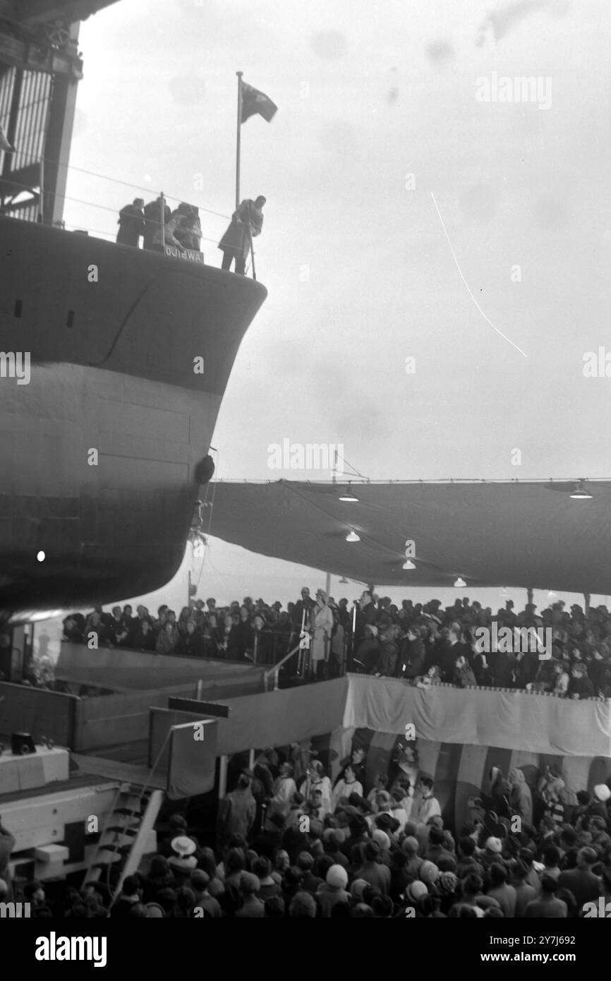 ANTHONY MIERS AND LADY MIERS LAUNCH SUBMARINE OJIBWA IN CHATHAM / ; 29 ...