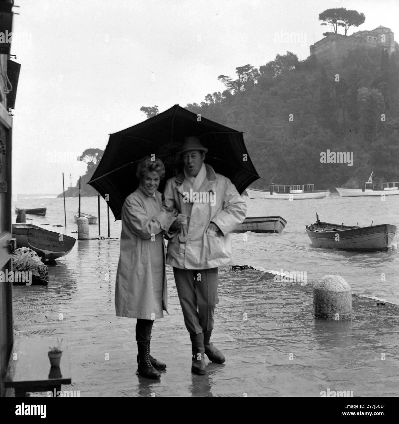 REX HARRISON AND RACHEL ROBERTS IN PORTOFINO / ; 29 FEBRUARY 1964 Stock ...