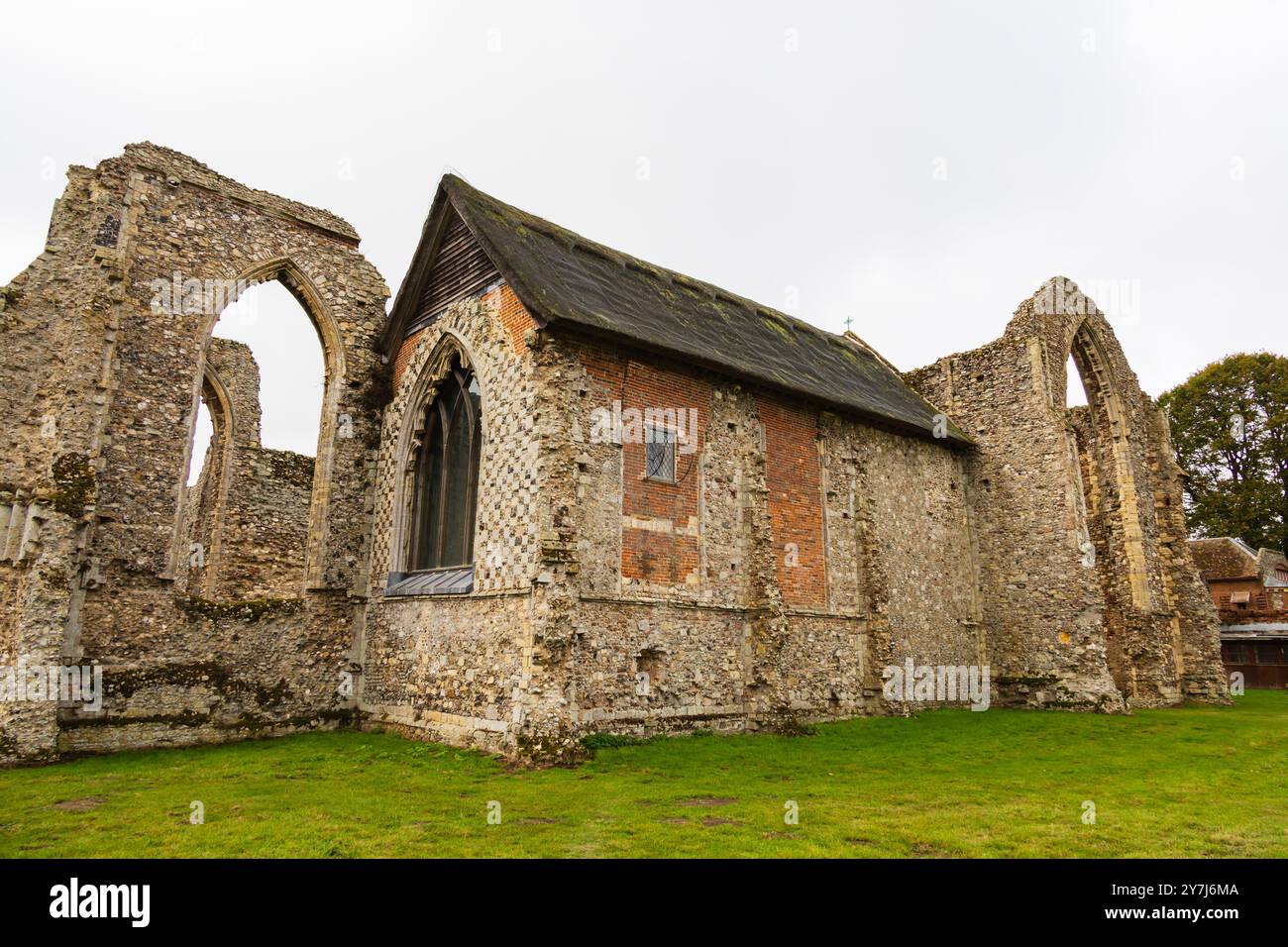 Monastic ruins of Leiston Abbey, built in 1182 by Ranulf de Glanville ...