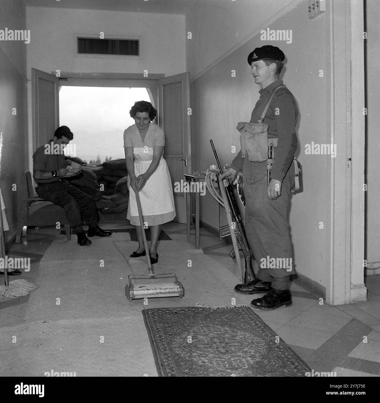 ARMY BRITISH TROOPS ON GUARD INSIDE LEDRA PALCE HOTEL IN NICOSIA ...