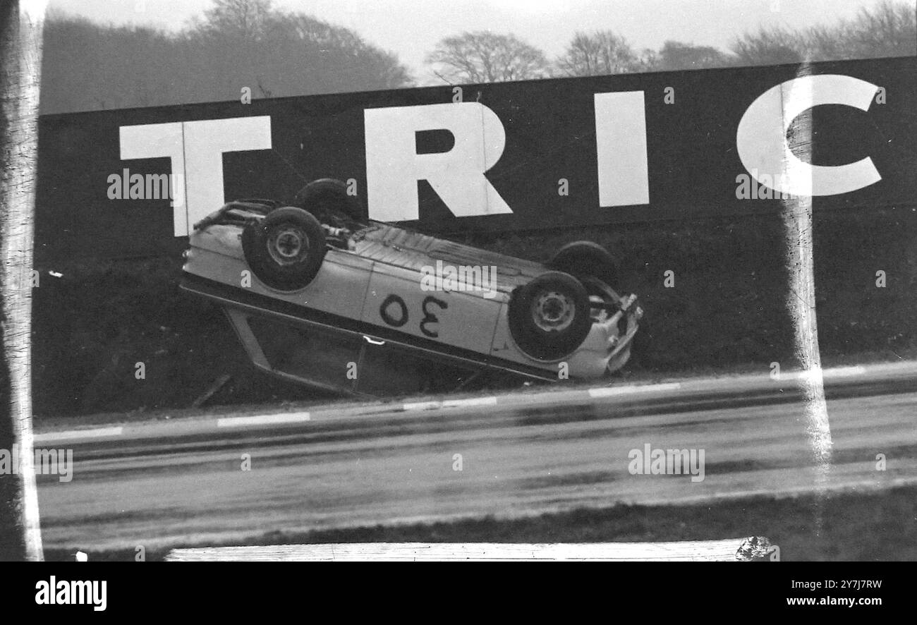 RACING DRIVER STANLEY BENTON FLIPS OVER AT BRANDS HATCH IN KENT / ; 23 ...
