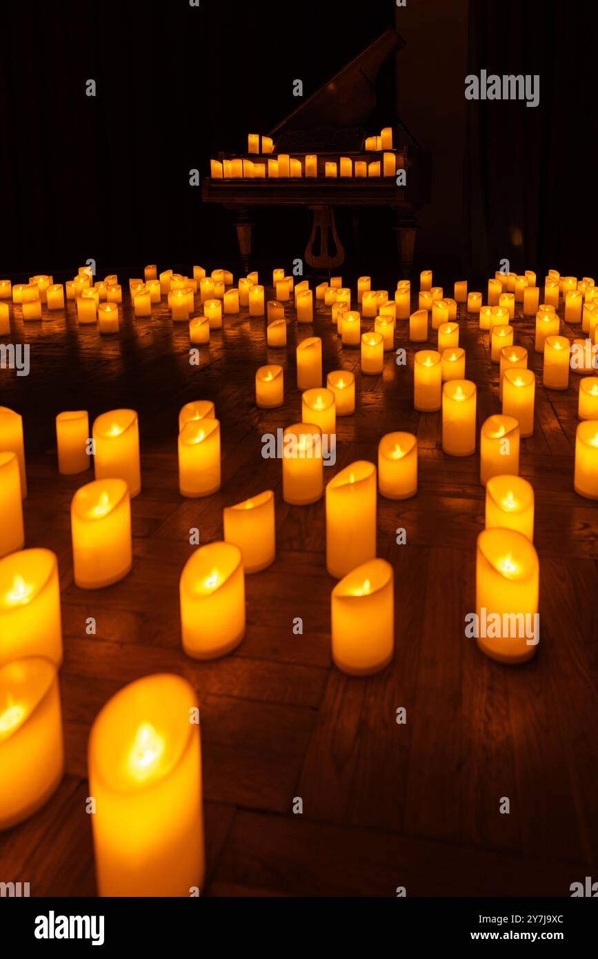 candles on the concert stage background for design purpose Stock Photo ...
