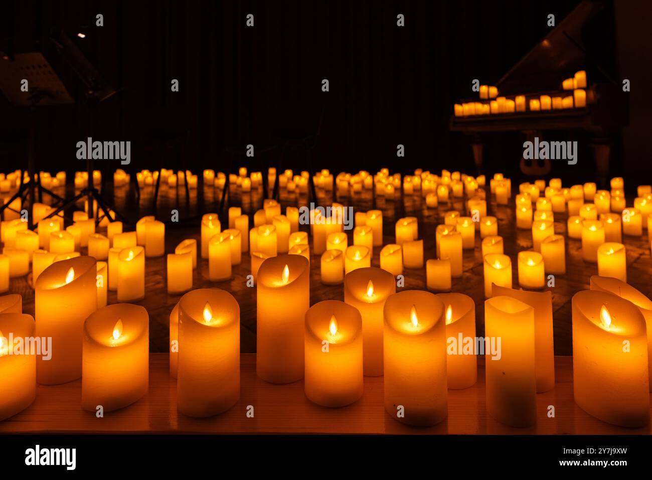 candles on the concert stage background for design purpose Stock Photo ...