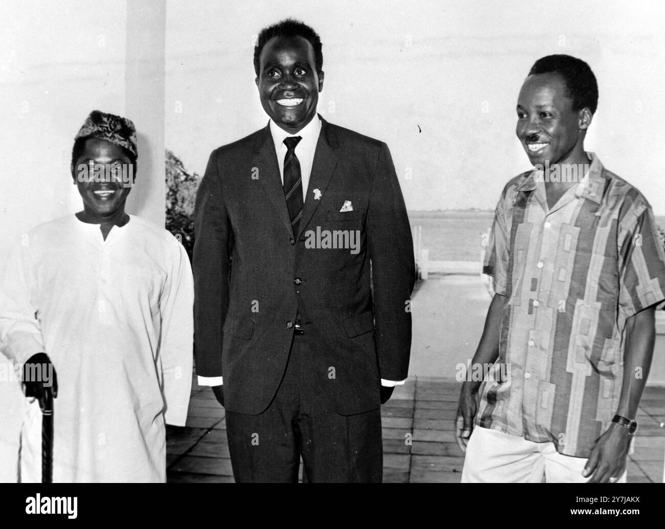 PRIME MINISTER OF NORTHERN RHODESIA KENNETH KAUNA WITH JULIUS NYERERE ...